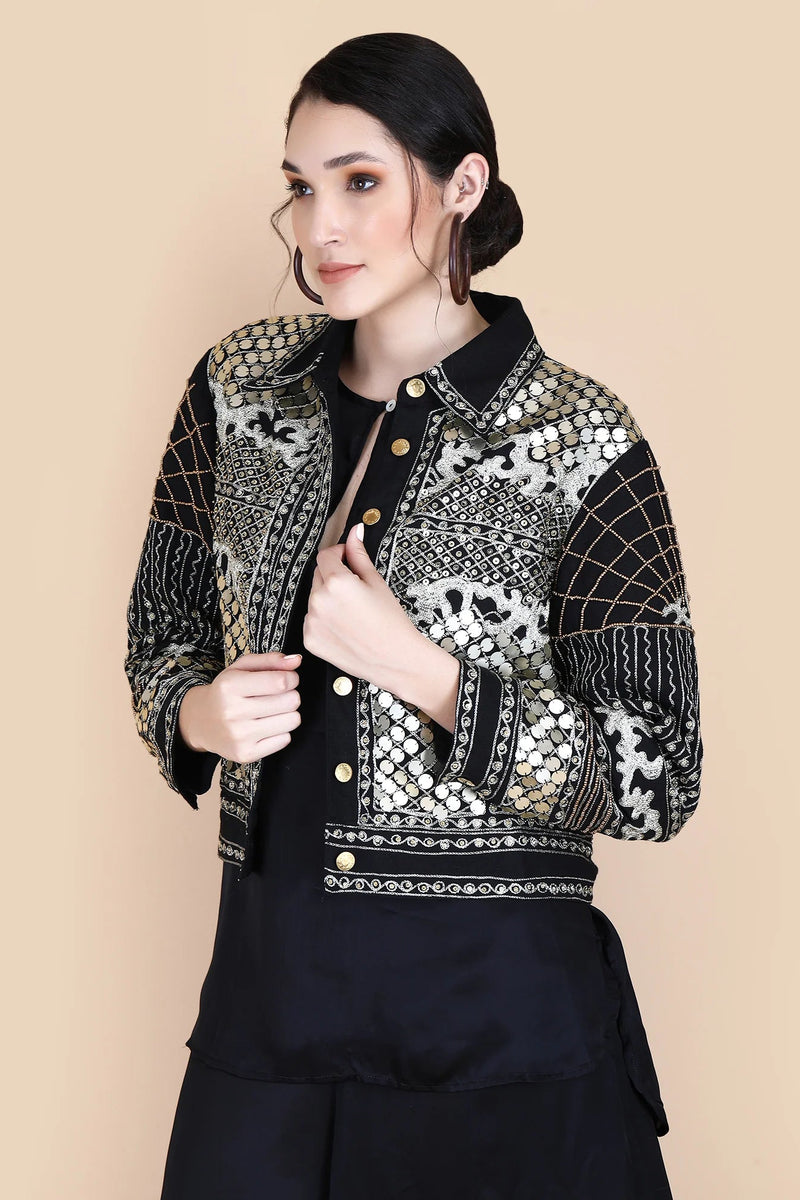 Kali Embellished Cropped Jacket - Black – Seasons Emporium