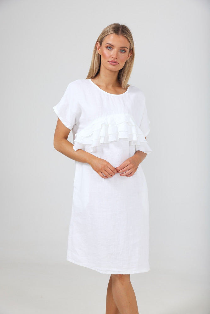 Neapolitan Dress - White Linen – Seasons Emporium